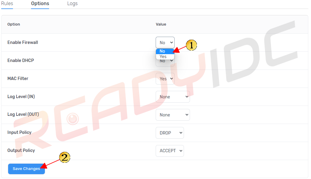 ขั้นตอนการ Add Firewall Rule - ReadyIDC : Service 24 Hour Support